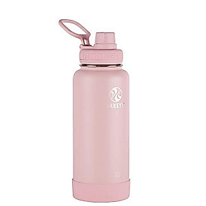 Takeya Actives Insulated Stainless Steel Water Bottle with Spout Lid, 32 Ounce, Midnight Blue & Actives Insulated Stainless Steel Water Bottle with Spout Lid, 32 Ounce, Blush