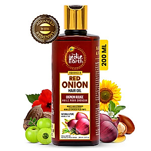Red Onion Shampoo with Caffeine, Curry Leaf, and Indian Alkanet Root – Advanced Formula for Hair Fall Control, Split Ends Repair, and Dandruff Reduction – Gentle & Chemical-Free – 200ml