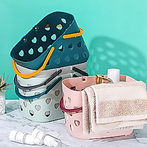 Nuenen 8 Pieces Portable Shower Caddy Basket Plastic Storage Basket with Handle Shower Caddy Tote Box Heart Shower Caddy Organizer Bin for Bathroom School Dorm Kitchen Storage Room Laundry