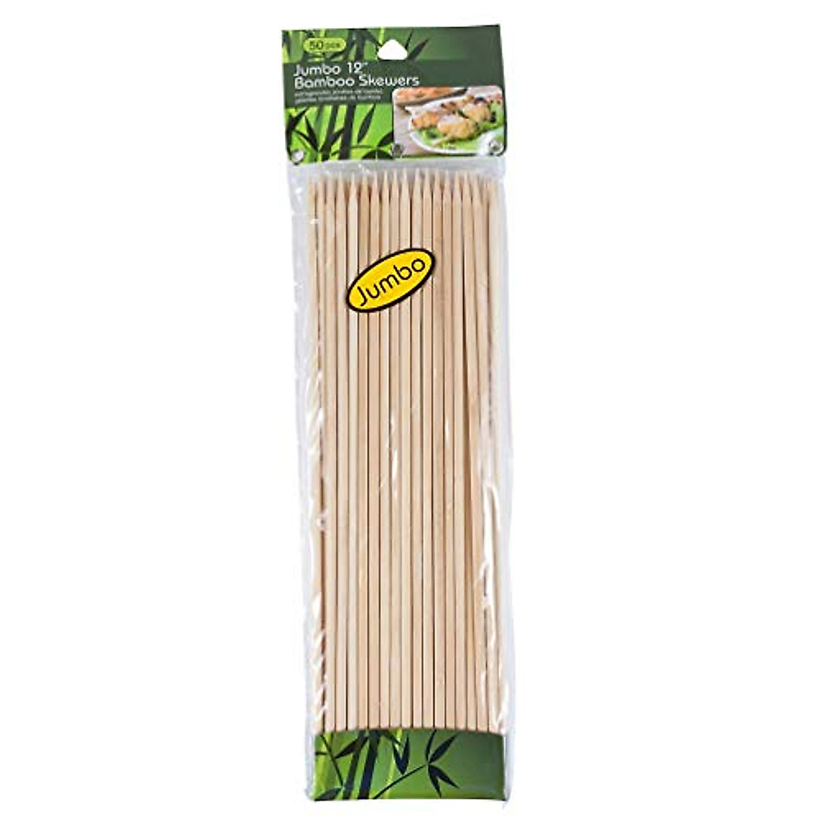 Jacent Jumbo 12 Inch Bamboo Skewers. 50 Count per Pack, 1 Pack