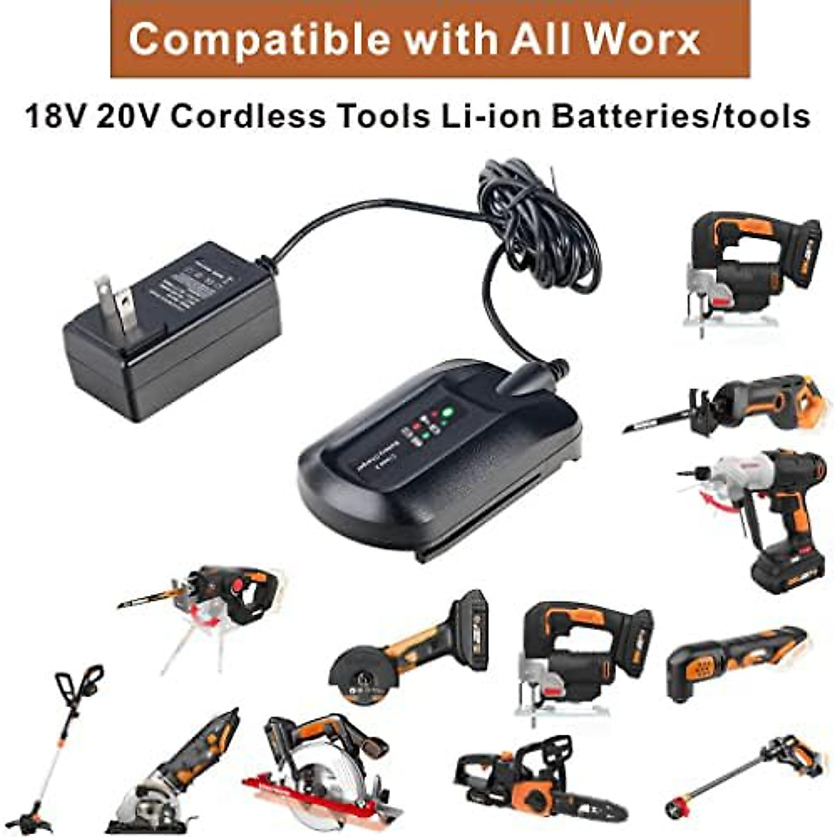 Anoitd WA3742 Replacement for Worx 20V Battery Charger WA3732 Compatible with Worx 20V