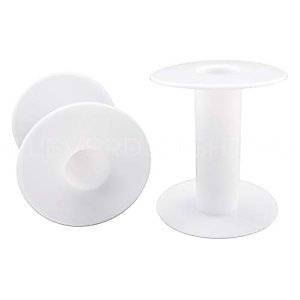 3 Pack - CleverDelights 3" White Plastic Spools - Empty Spools - Crafts Thread Cord Wire Rope Roll