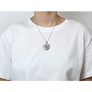 COSUMOSU 925 sterling silver Mexican Sun and moon Face Celestial Lunar Solar Pendant (Sun & Moon)