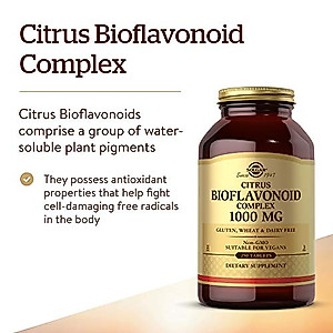 Solgar Citrus Bioflavonoid Complex 1000 mg, 250 Tablets - Antioxidant Support - Promotes Optimal Health - Non-GMO, Vegan, Gluten Free, Dairy Free, Kosher - 250 Servings