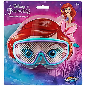 SwimWays Disney Princess Character Mask Kids Deluxe Swim Goggles, Ariel