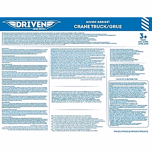 DRIVEN by Battat – Micro Crane Truck – Toy Crane Truck with Lights, Sounds and Movable Parts for Kids Age 3+ , Yellow