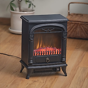 Comfort Zone Electric Fireplace Space Heater, Traditional Warm Stove Style, Realistic 3D Flame Effect, Adjustable Thermostat, & Overheat Protection, Ideal for Home, Bedroom, & Office, 1,500W, CZFP4