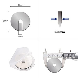 WhisperDream 60mm Rotary Cutter Blades - 10 Pack Replacement Blades - Sharper Blades Have Better Cutting Effect, Great for Sewing, Quilting Supplies, Fabric and Crafts (Round Hole-60mm)