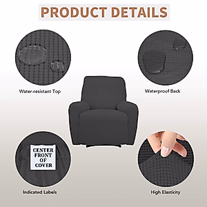 Easy-Going 100% Waterproof Recliner Cover, Dual Waterproof Couch Cover for Recliner, 1- Piece Jacquard Sofa Cover, Leakproof Sofa Slipcover for Kids, Pets, Dog and Cat (Recliner, Dark Gray) 1 Seat