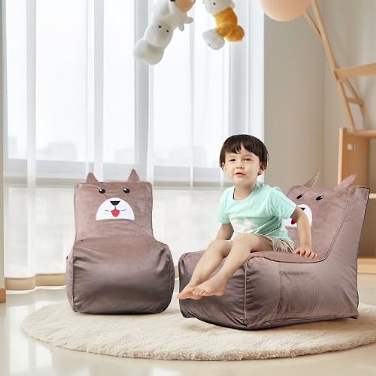 DKLGG Cute Dog Bean Bag Chair for Kids, Stuffed Animal Beanbag Chairs Soft and Comfy Stuffable Zipper for Girls Boy Room Decor Large, Animal