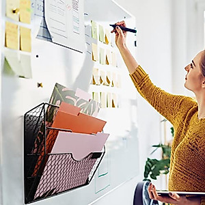 Rejuvet Super Strong 3-Tier Magnetic file holder for file cabinets-13.9inch(35.5cm) black magnetic paper holder that holds up to 14.3Lbs (6.5kgs). A magnetic mail holder and a magnetic file holder for refrigerator