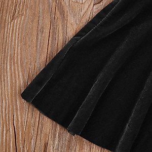 GOOCHEER Infant Toddler Baby Girl Pleated Skirt Velvet High Waist Mini Skirt Fall Warm Princess Skirt Casual (Black, 6-12 Months)