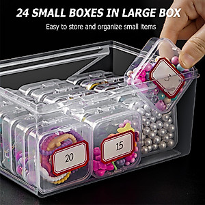 Exptolii 25 Pack Small Plastic Beads Storage Containers Box, Clear Bead Organizer Case with Snap-Tight Closure Hinged Lid for Storage Small Items, Beads, Crafts, Jewelry, Hardware