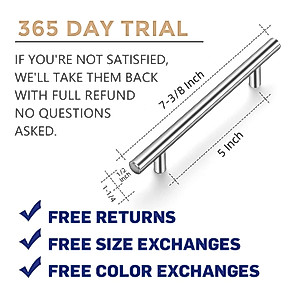 Ravinte 30 Pack | 7.38'' Cabinet Pulls Brushed Nickel Stainless Steel Kitchen Drawer Pulls Cabinet Handles 7-3/8”Length, 5” Hole Center with Mounting Template