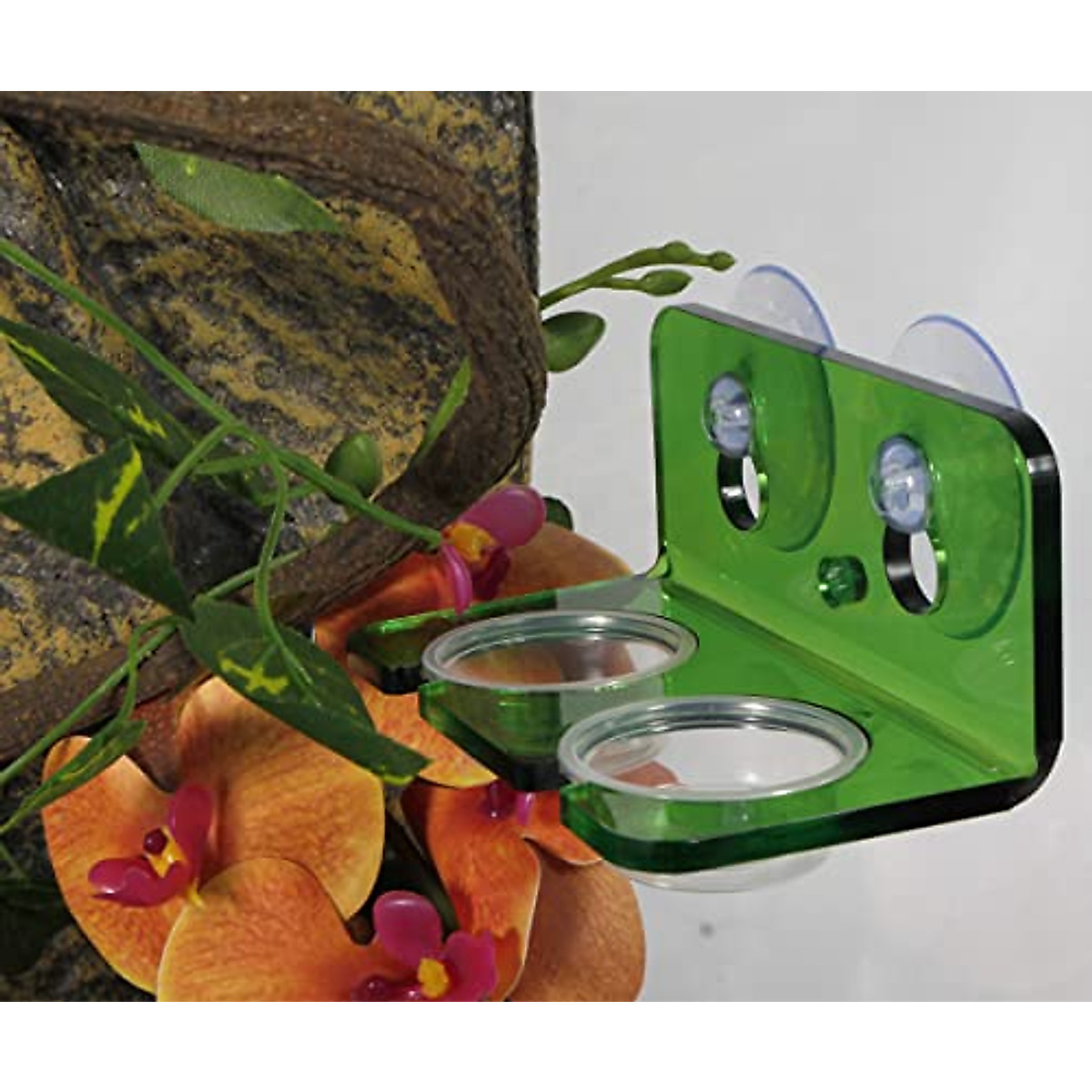 WOLEDOE Crested Gecko Feeding Ledge with 20 Pcs 0.5oz Bowls, Reptile Food Cups and Water Dish fit Chameleon Lguana Lizards