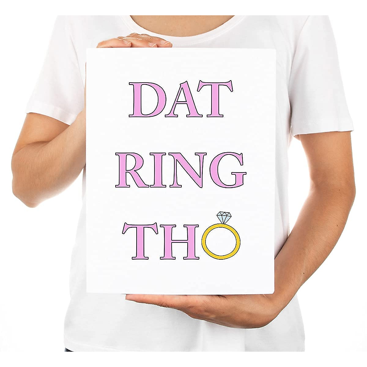 Andaz Press Funny Wedding Jumbo Card, Dat Ring Tho 8.5 x 11 inch Blank Congratulations Greeting Card with Envelope, Humour, Rude Card for Newlyweds, Bride and Groom, Engagement Party Card, 1-Pack