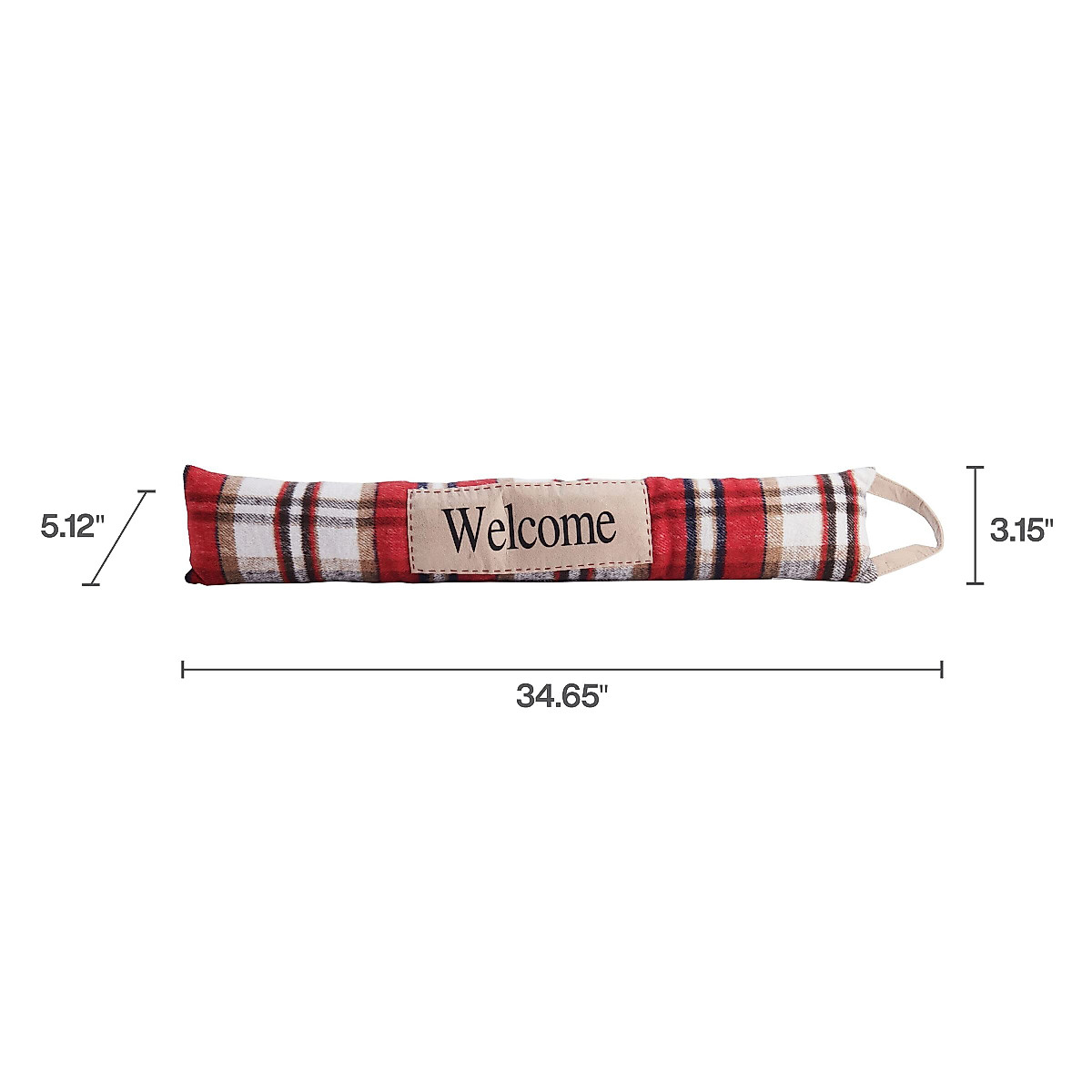 Elements 34.65x5.12x3.15 Inch Red Plaid Welcome Fabric Draft Stopper