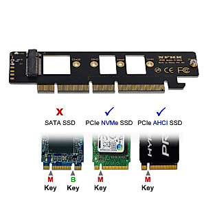Cablecc NGFF M.2 M-Key NVME AHCI SSD to PCI-E 3.0 16x 4X Adapter for 110mm 80mm SSD