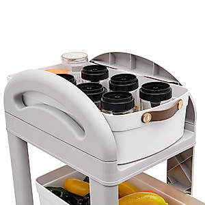 Fichiouy 3/4 Tier Storage Rack Corner Storage Rack On Wheels, Movable Storage Shelving Unit Max Load: 22.05 lbs for Kitchen Bathroom Living Room Garage Office (Gray 4-Tier)