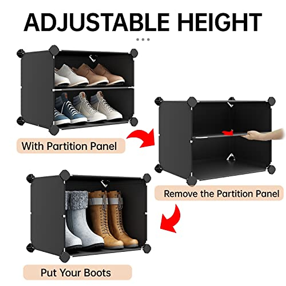 MAGINELS Shoe Rack Organizer for Entryway Closet Expandable 32 Pairs 8 Tier Shoe Storage Cabinet Narrow Standing Stackable Space Saver Shoe Rack for Entryway, Hallway and Closet,Grey