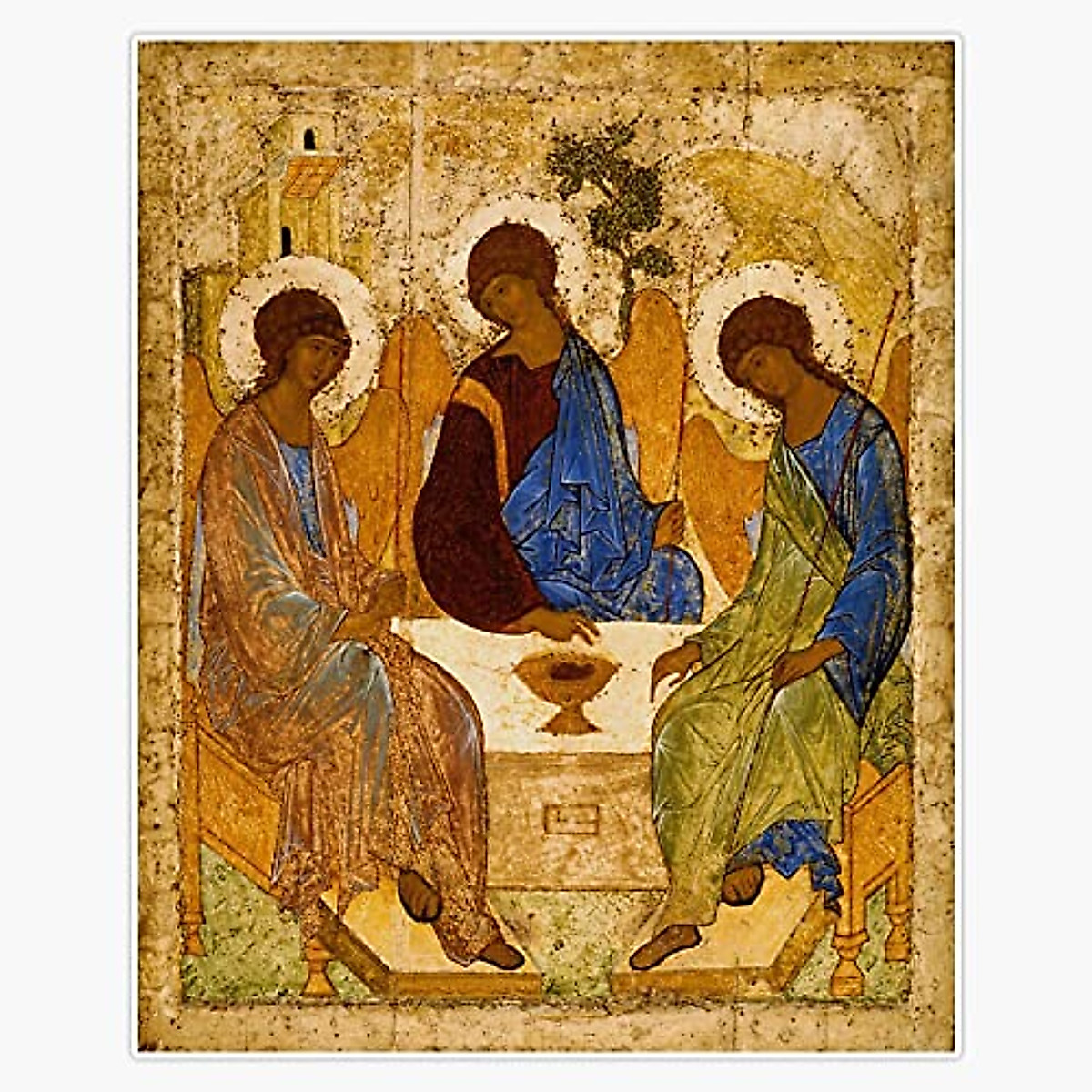 Holy Trinity Painting Rublev Trinity Print Icon Christian Religious Wall Art Sticker Sticker Decal Bumper Sticker Waterproof 5"