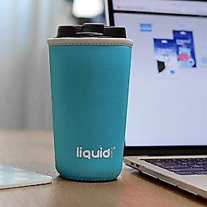 Grand Fusion Frapp-Wrap Coffee Cup Holder, Drip-Proof and Reusable Hot and Iced Coffee Sleeve for Travel, No Sweating Condensation on Papers or Desks, Comfortable on Hands, Light Blue