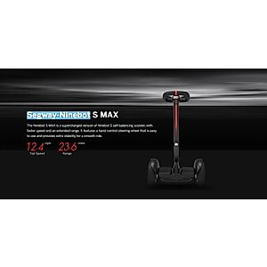 Segway Ninebot S-Max Smart Self-Balancing Electric Scooter, Dual 432W Motor, Max 23.6 Miles Range & 12.4MPH, Hoverboard with LED Light, Compatible with Gokart kit, Large