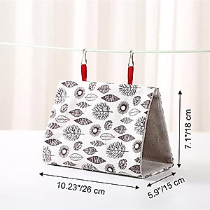 2PCS Hanging Winter Warm Bird Bed, Bird Nest House, Bird Hanging Hammock House, Plush Snuggle Bird Hammock, Hideaway Cave Bed Tent for Hamster Budgies Parakeet Cockatiel Lovebird Parrot (Leaf)
