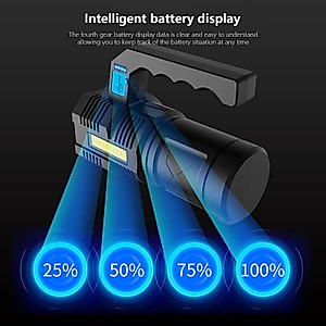 Lovskoo 4 Led Flashlight Outdoor Strong Lights High Brightness Flash Light with 8 Lighting Models, Waterproof, Portable Rechargeable Light Camping Essentials Accessories Camping Supplies Cool Stuff