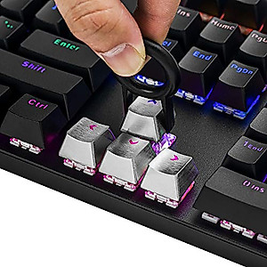 Qupei Metal Keycaps OEM(WASD Keys) FPS/MOBA for 60%/87/104/108 for MX Switches Mechanical Keyboard, Ultra-Thin FPS & MOBA Gaming Keyboard Caps for Cherry Mx Switch (Silver)