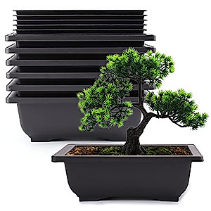 Yesland 6 Pack Bonsai Training Pots - 9 Inches Classic Deep Humidity Trays with Built in Mesh - Plastic Square Pot & Bonsai Plants Growing Pots