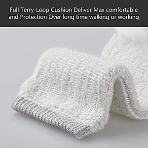 GKX Men's Merino Wool Moisture Wicking Themal Outdoor Hiking Work Boot Heavy Cushion Crew Socks(Grey)