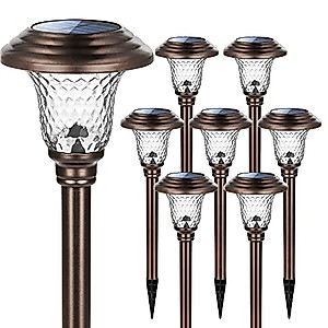 GIGALUMI 8 Pack Solar Pathway Lights, Solar Garden Lights Outdoor Warm White, Waterproof Led Path Lights for Yard, Patio, Landscape, Walkway (Brown)…