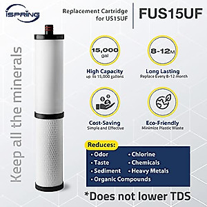 iSpring FUF15 Under Sink Water Filter Replacement, Black