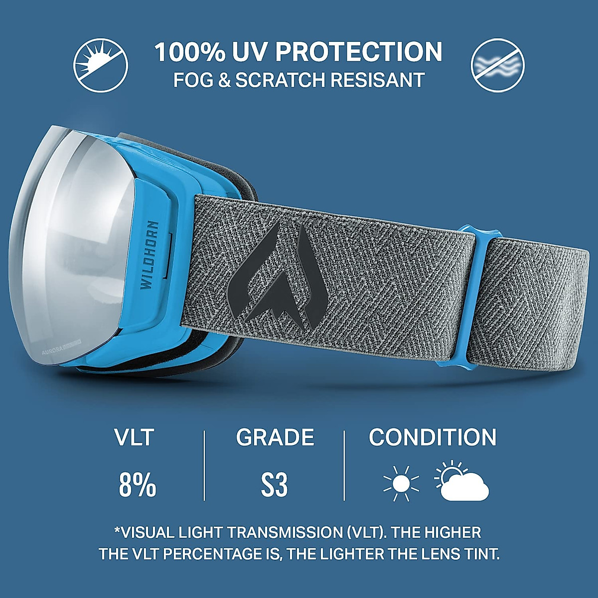 WILDHORN Roca Snowboard & Ski Goggles - US Ski Team Official Supplier - Interchangeable Lens - Premium Snow Goggles