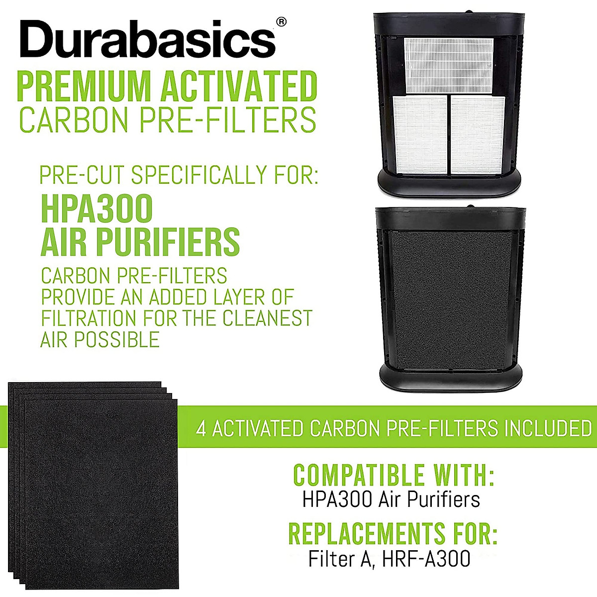 Durabasics Pre-Filters for Honeywell HPA300 Replacement Filters, Honeywell Prefilter A, Honeywell Filter A, Prefilter for Honeywell Air Purifier, Honeywell Pre Filter Replacement, HRF-AP1-4 Pack