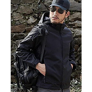 FREE SOLDIER Softshell Hiking Warm Hunting Tactical Waterproof Winter Jacket for Men(Black,3XL)
