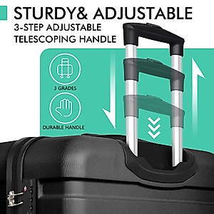 AnyZip Luggage Sets 3 Piece PC ABS Hardside Lightweight Suitcase with 4 Universal Wheels TSA Lock Carry On 20 24 28 Inch Black