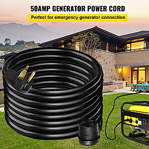 VEVOR Extension Cord, 50ft 250 Volt, 10 Gauge Heavy Duty Outdoor Welder Extension Cord with 10 Awg 3 Prong, 50 Amp Power Extension for Welding Machines, NEMA 6-50 Plug, ETL Approved, Black
