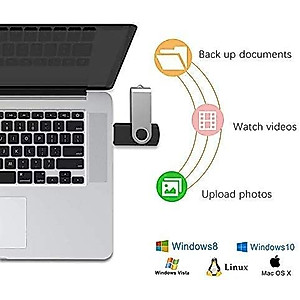 JUANWE 64GB USB Flash Drives 2 Pack Thumb Drives USB 2.0 Jump Drive Swivel USB Memory Stick Keychain Design, with LED Indicator, Black