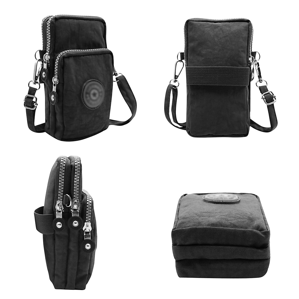 Amamcy Nylon Crossbody Cellphone Pouch Waterproof 3 Layers Unisex Phone Bag Shoulder Bag Coin Purse for Women Men