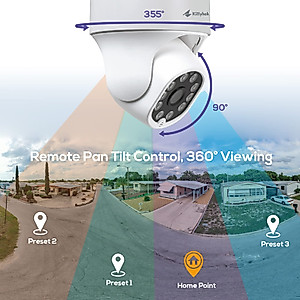 Kittyhok Wireless Security Camera System with 10CH 12" Monitor, 4pcs 2K WiFi Security Camera & 4pcs PTZ Outdoor Security Camera with 360 Viewing, Auto Tracking, Human Detection, Spotlight, 1TB HDD