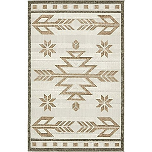 Unique Loom Outdoor Modern Collection Area Rug - Albuquerque (5' x 8' Rectangle, Beige/ Brown)