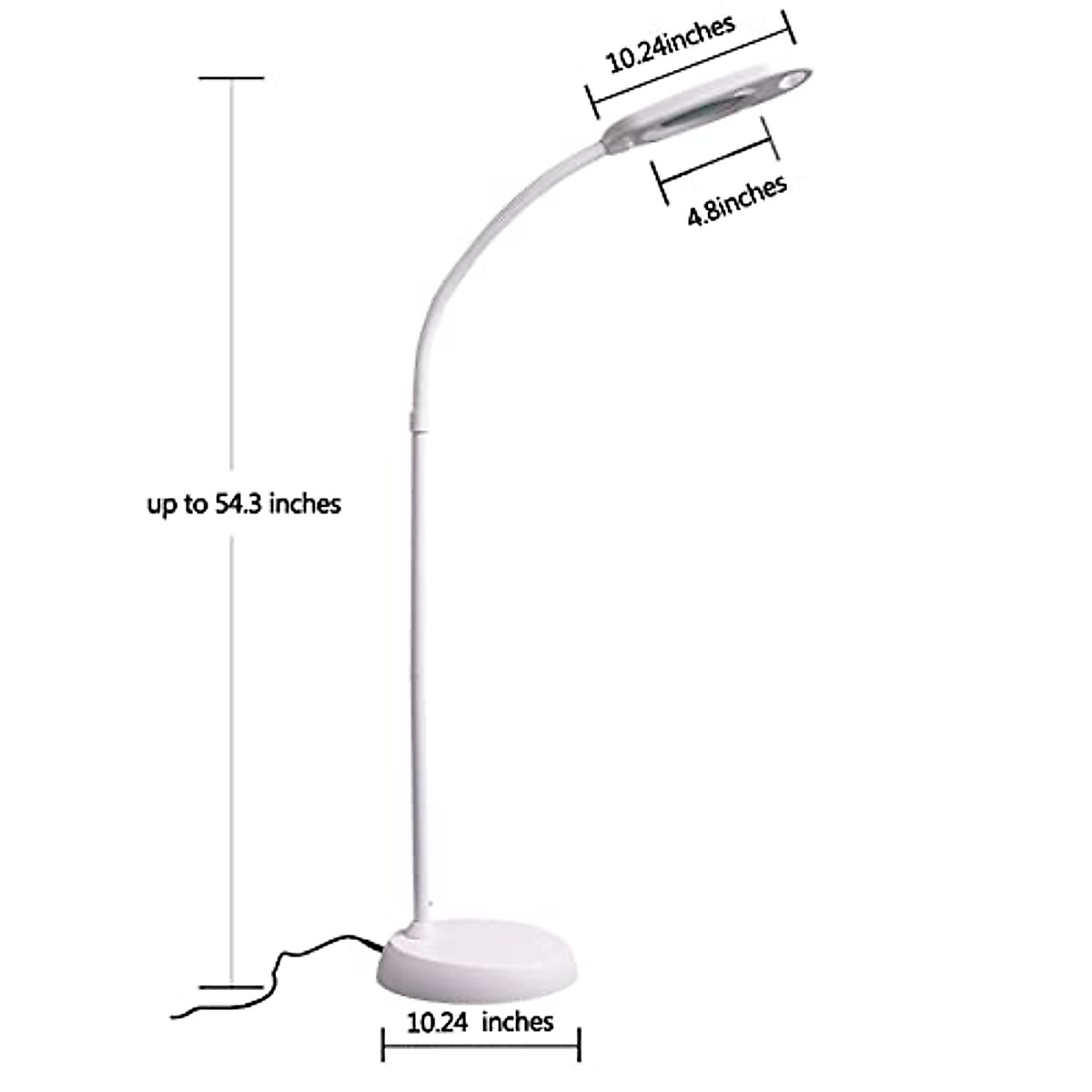 UMPOOL 2 in 1 Magnifying Floor Lamp 5X & Bright LED Floor Lamp Hand Free with Adjustable Gooseneck - Magnifier Daylight Work Light for Reading, Repair, Crafts, Sewing etc.(White)