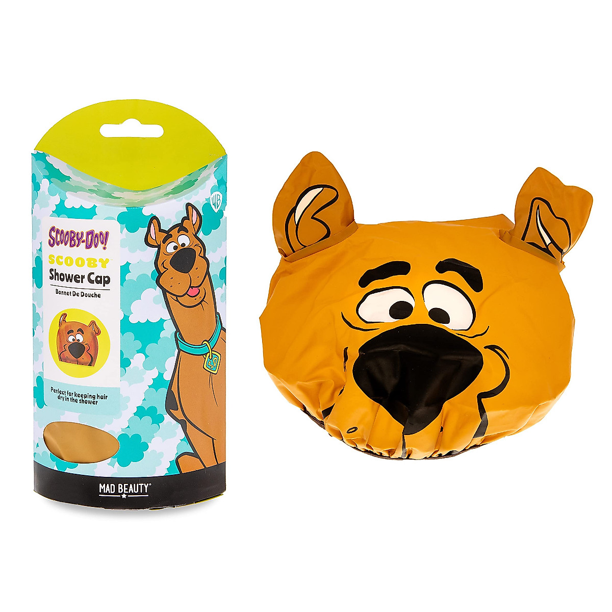 MAD BEAUTY Scooby-Doo Shower Cap, Warner Bros, Childhood Cartoons Throwback, For Delightful, Nostalgic Shower Time, Keeps Hair Dry in Bath or Shower