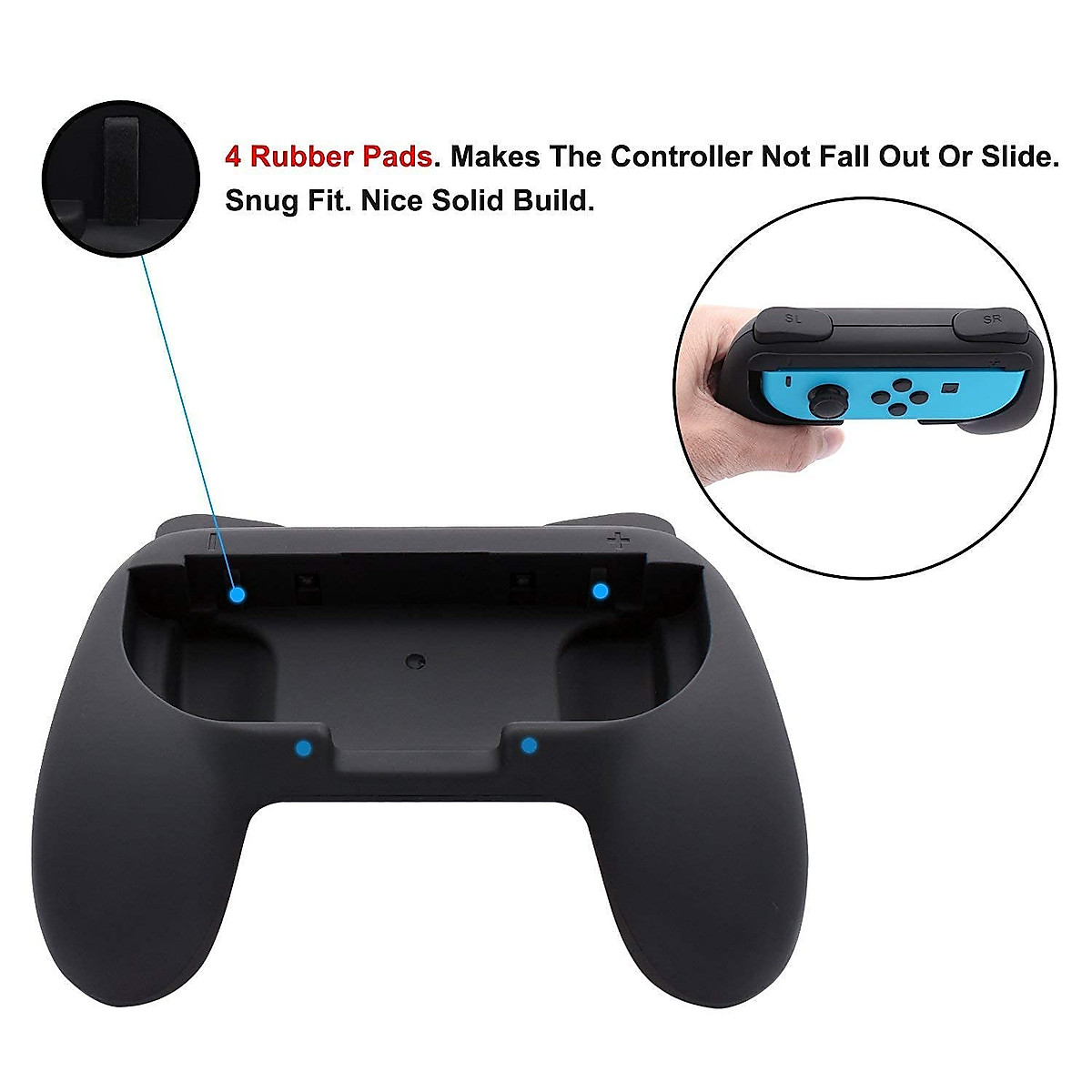 FastSnail Charging Dock and 2 Pack Switch Grips Kit for Nintendo Switch Joy Con & OLED Model, Charger Stand Station with Charging Cable, Wear-Resistant Grip Controller with 6 Thumb Grip
