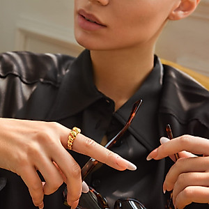 KISMIURRA Gold Chunky Rings for Women Girls, 18K Gold Plated rings for women trendy Adjustable Open Rings Statement Gold Ring for Minimalist Party Birthday Gifts