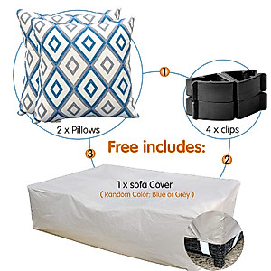 ovios Patio Furniture Set 6 Piece Fully Assembled Outdoor Furniture Conversation Set All Weather High Back Sofa Rattan Wicker Sectional Sofa Set for Yard Deck Porch (Blue)