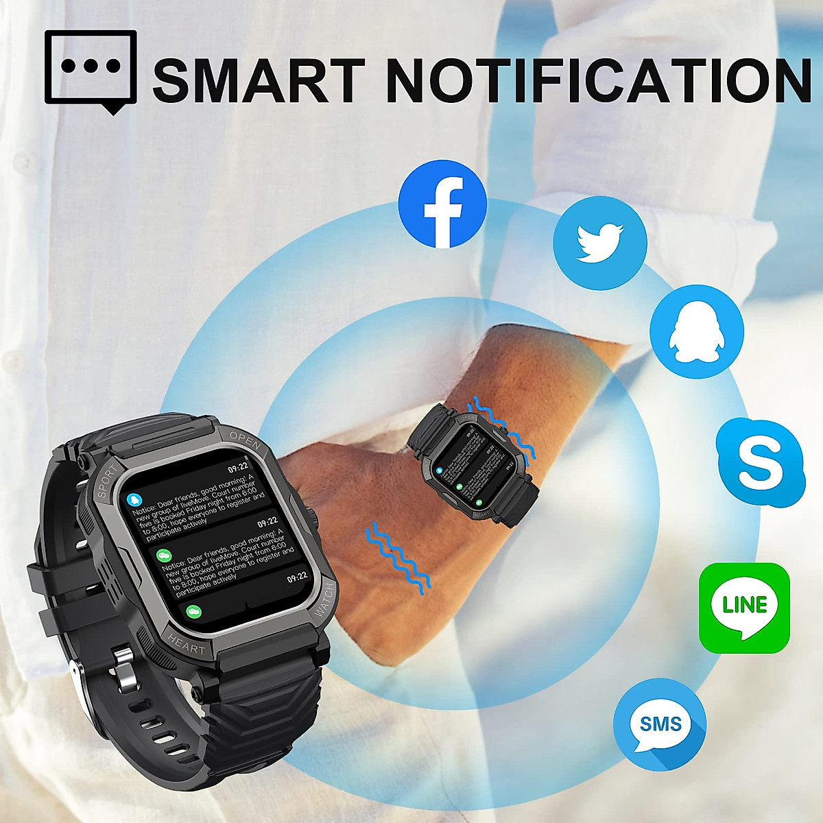 1.91'' Military Smart Watch for Men Phone Call (Dial/Receive) Smartwatch, Fitness Tracker, Compatible for Android iOS Phones, 113 Sport Modes Activity Health Monitor Notification/Reminder