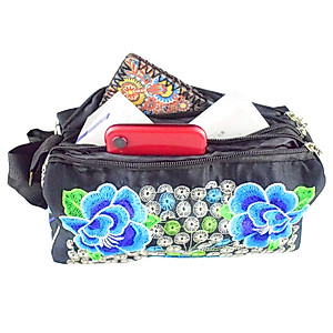 Handmade Embroidered-Cute Mini Canvas-Crossbody Bag Coin Purse Cell phone Pouch for Women (apple violet)